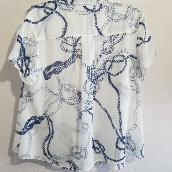 CAbi | Tops | Cabi Nautical Rope Print Sheer Blouse Sz Med | Poshmark